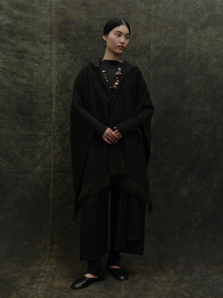 Hooded Poncho. Luxury yak wool clothes from Norlha Atelier