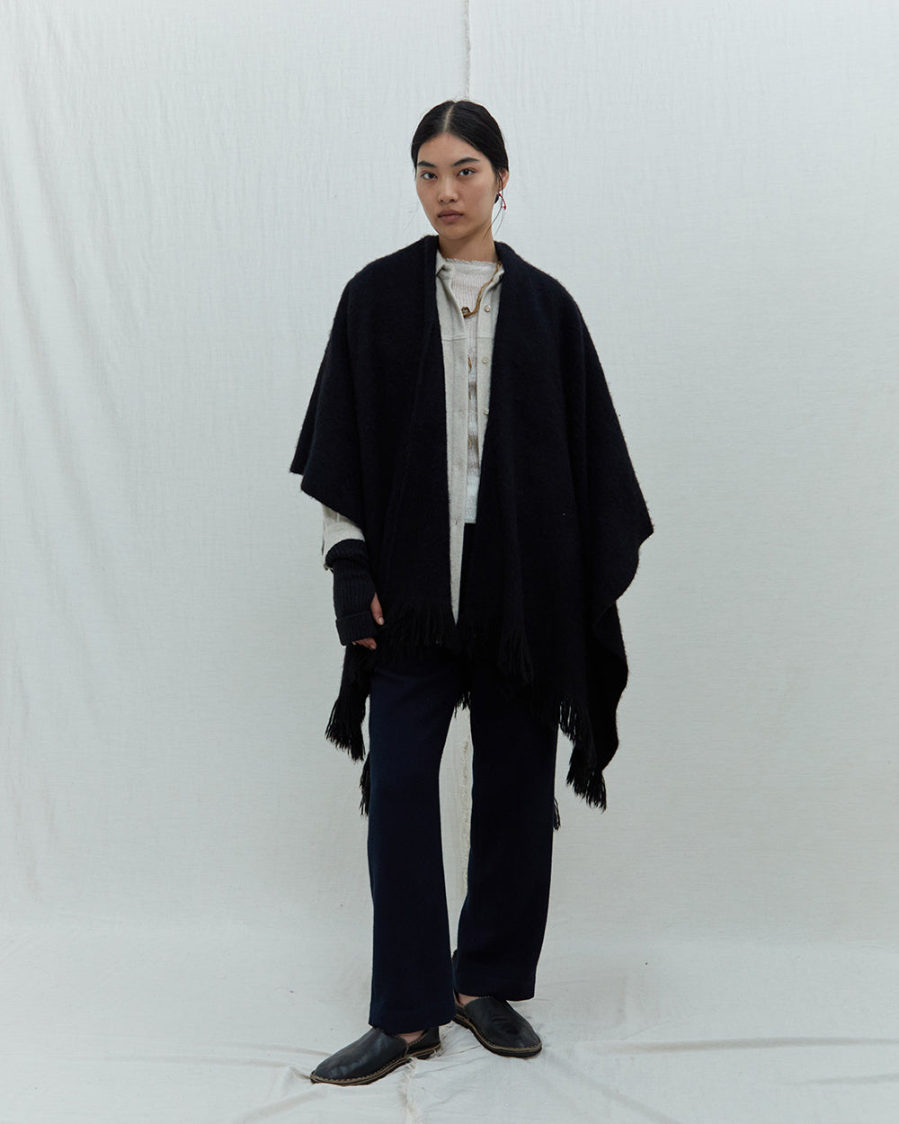 Split Cape. Luxury yak wool capes and ponchos from Norlha Atelier