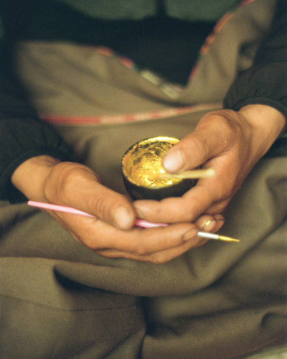 Oṃ maṇi padme hūṃ ~ Hand-Painted Blessing from Norlha Atelier